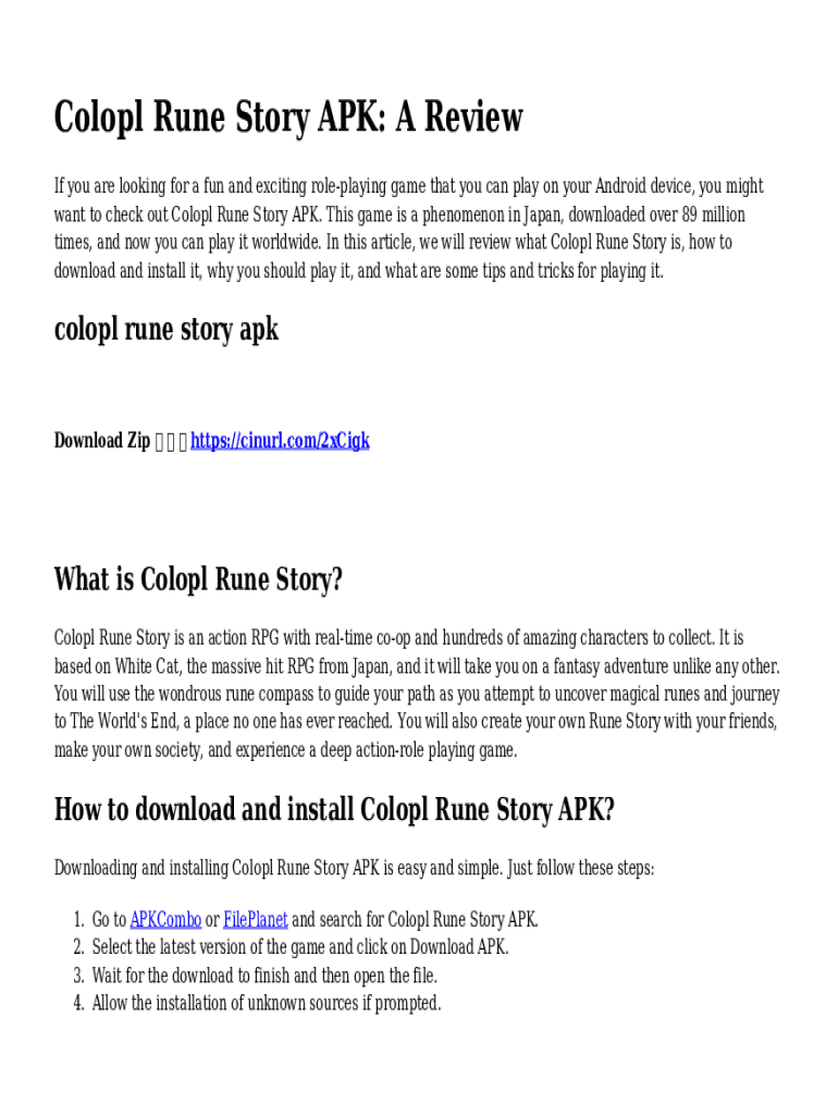 Fillable Online Colopl Rune Story Figure For- Apps on Google Play Fax ...