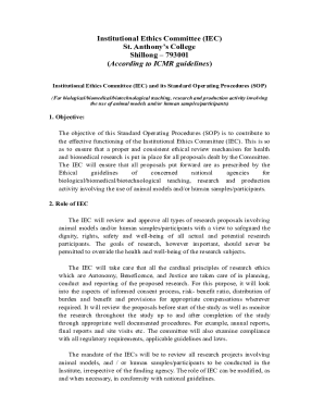 Fillable Online anthonys ac Institutional Ethics Committee (IEC) and ...