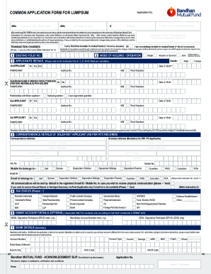 Fillable Online COMMON APPLICATION FORM FOR LUMPSUM - MF SIP Fax Email Print - pdfFiller