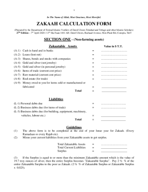 Fillable Online ZAKAAH CALCULATION FORM Fax Email Print - pdfFiller