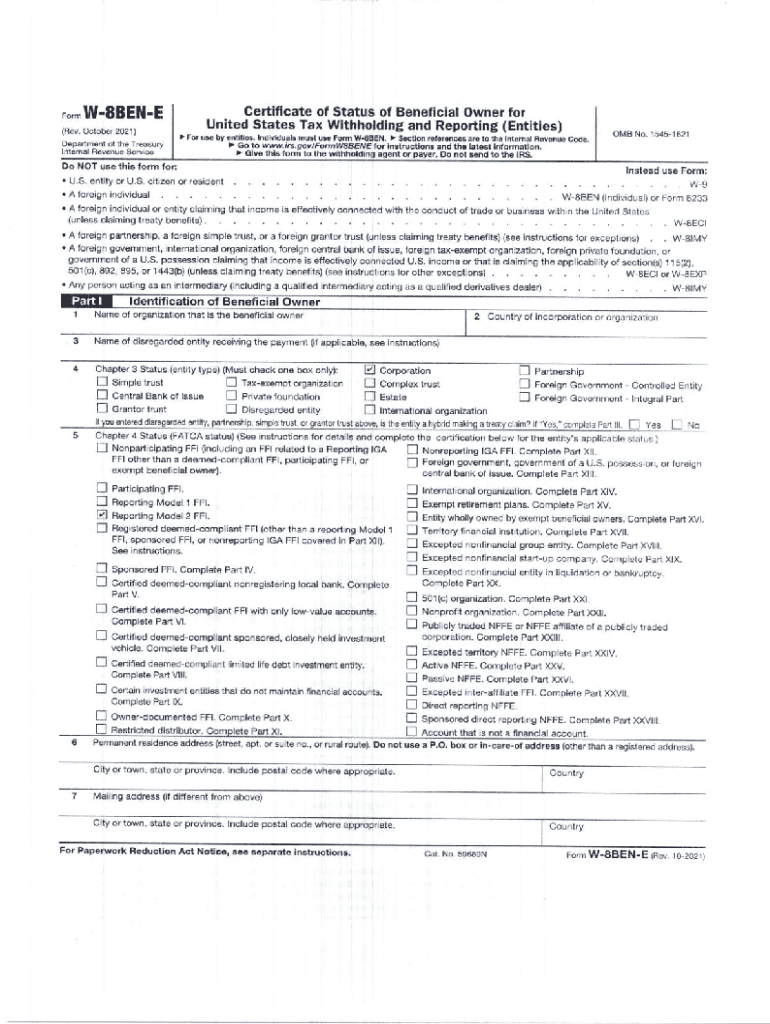 Fillable Online Form W-8BEN-E: A Detailed Guide Fax Email Print - pdfFiller