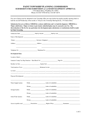 Fillable Online AND THE SUBDIVISION/LAND DEVELOPMENT FEE SHEET Fax ...