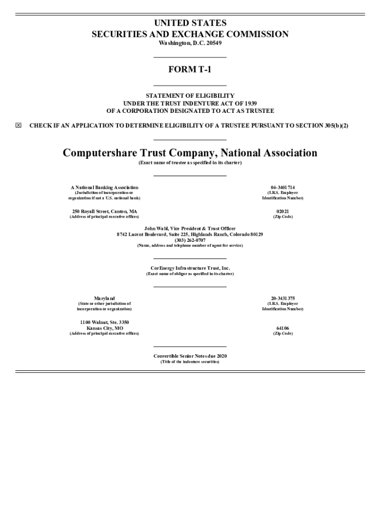 Fillable Online 17 CFR269.1 - Form T1, for statement of eligibility and ...