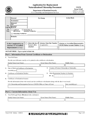 Application for Replacement Naturalization/Citizenship Document - Form ...