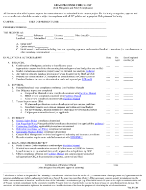 Fillable Online LEASE/LICENSE CHECKLIST Fax Email Print - pdfFiller