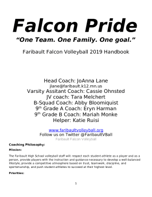 Falcon Pride One Team. One Family. One goal. Doc Template | pdfFiller