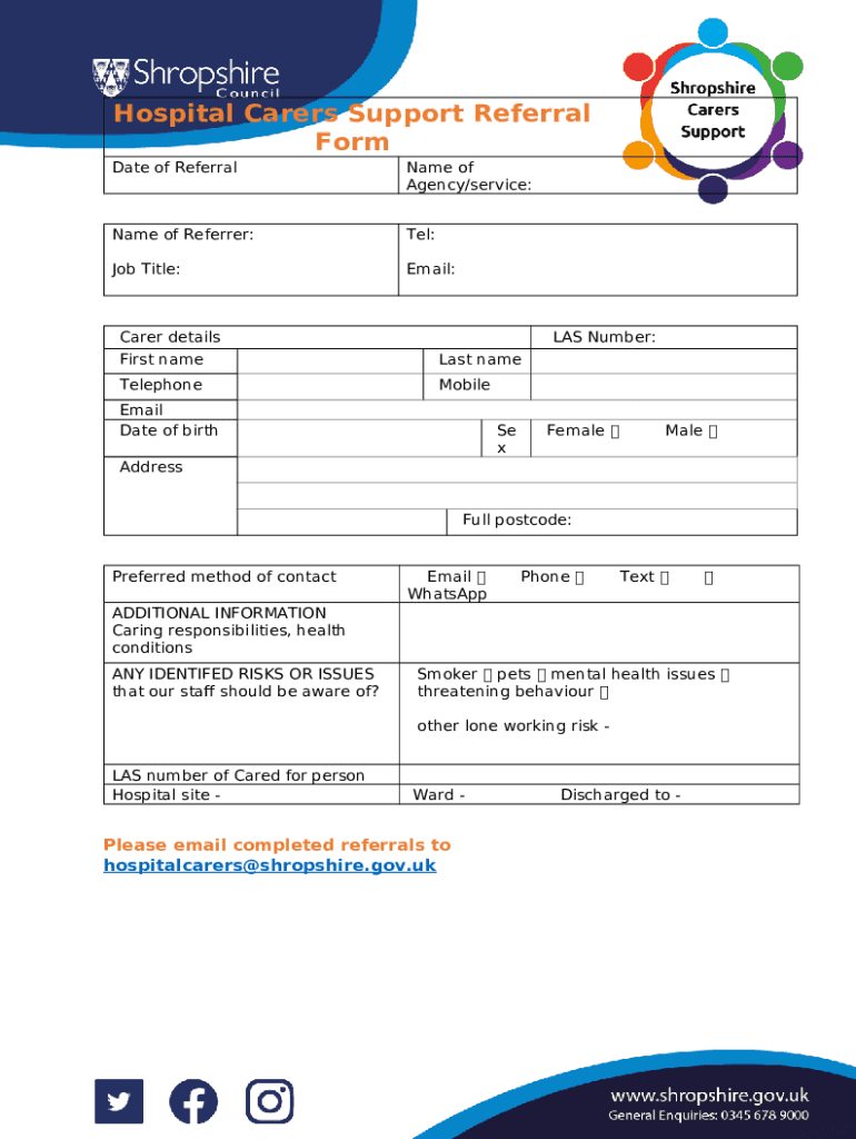 Carer Ination and Support Service Referral Doc Template | pdfFiller