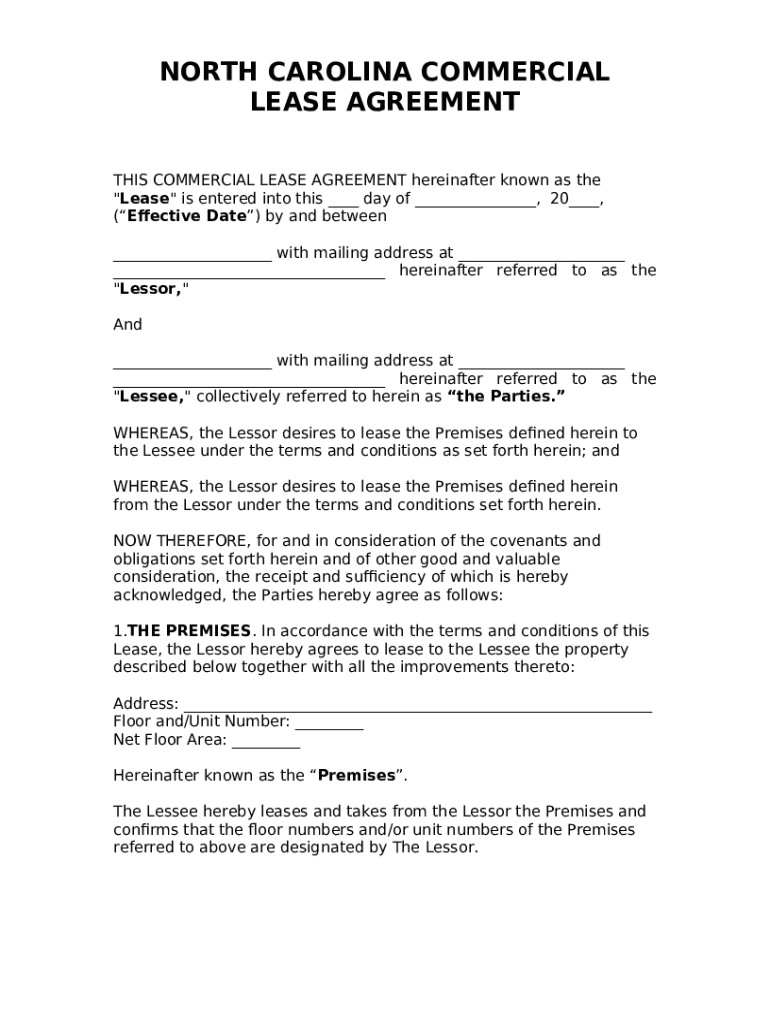 THIS COMMERCIAL LEASE AGREEMENT hereinafter known as the "Lease" is entered into this day of ,20 ...