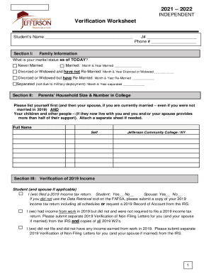 Fillable Online 2021-2022 Marital Status Verification Worksheet Fax ...