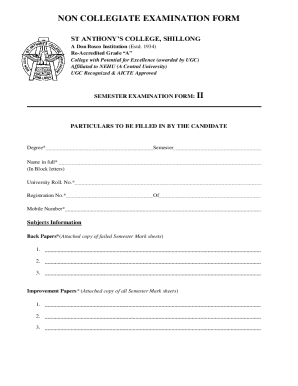 Fillable Online NON COLLEGIATE EXAMINATION FORM Fax Email Print - pdfFiller