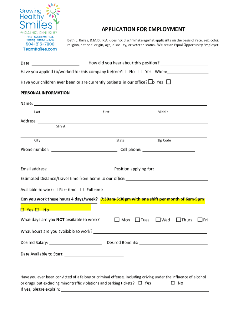 Fillable Online Beth Kailes - Owner - Beth E. Kailes, DMD, PA Fax Email ...