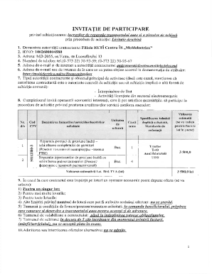 Fillable Online Achizitie initiata prin invitatie de participare ... Fax Email Print - pdfFiller