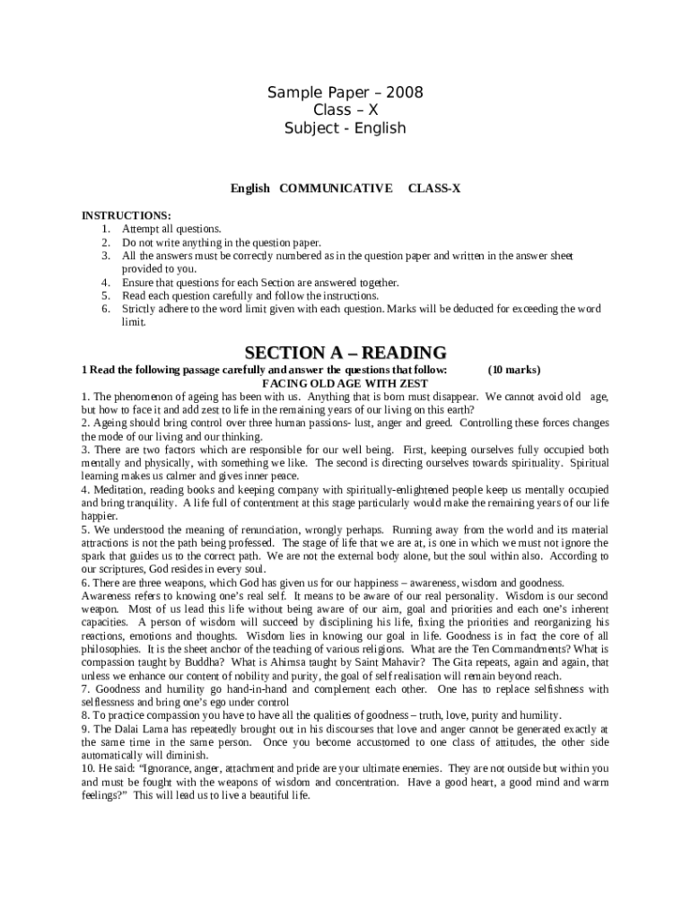 Grade 10 English Exam June Paper 3 Doc Template | pdfFiller