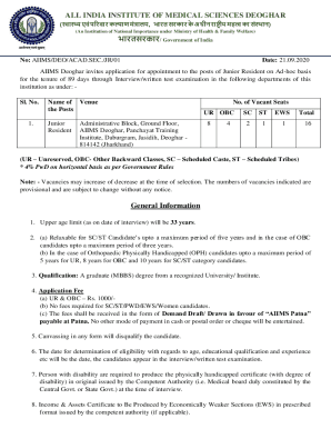 Fillable Online Admin/State-VRDL/AIIMS/DEO/Contract/ Dated Fax Email ...