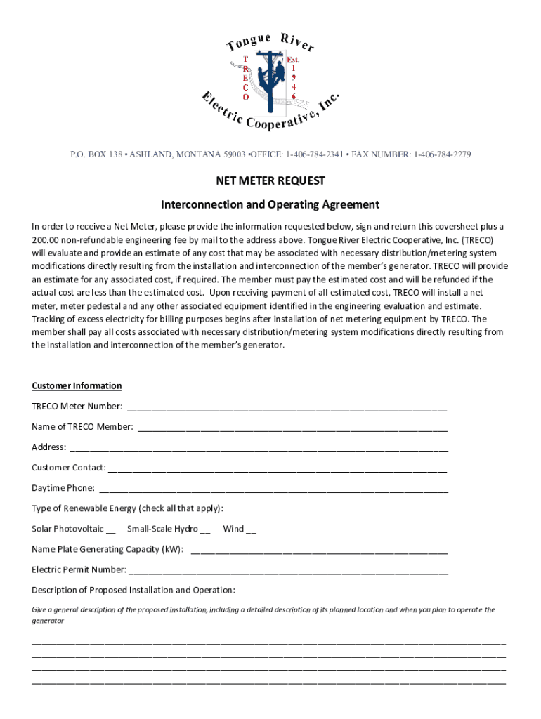 Fillable Online NET METER REQUEST FORM Fax Email Print - pdfFiller