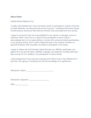 Fillable Online DanceSport Class Kids Release Form Fax Email Print ...