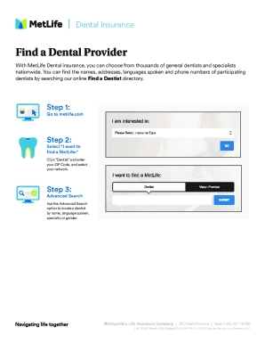 Fillable Online Find a Dentist (metlife.com) Fax Email Print - pdfFiller