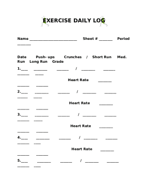 Cardio - complete work sheet - 01 Activity Log Name Doc Template ...