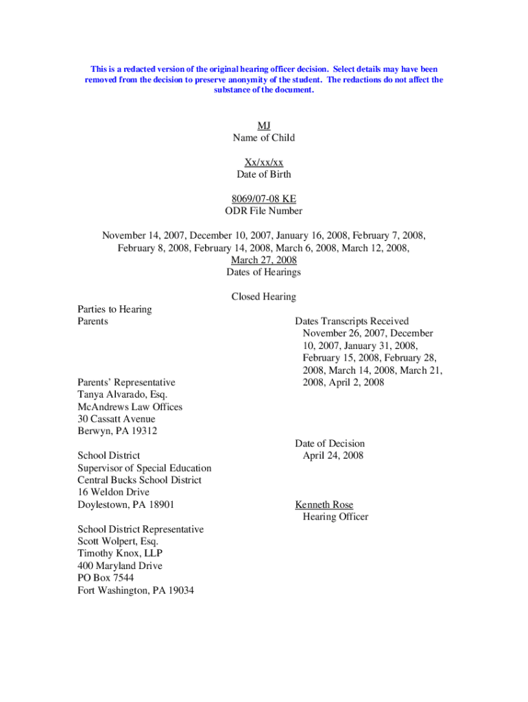 Fillable Online This is a redacted version of the original hearing ...