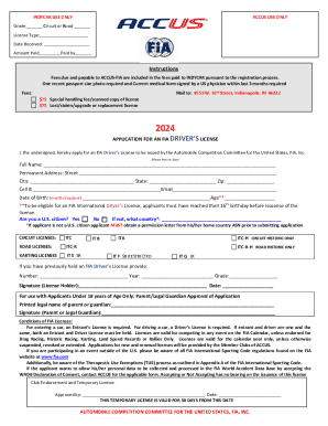 2024 FIA Driver's License Application Form - Automobile Competition ...