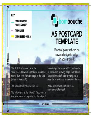 Postcard 7mm Margin Template with Trim Line and Bleed Area - Fill ...