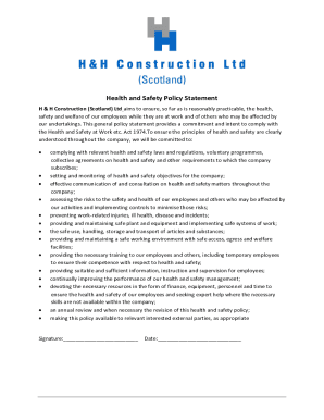 H & H Construction (Scotland) Ltd Health and Safety Policy Statement ...