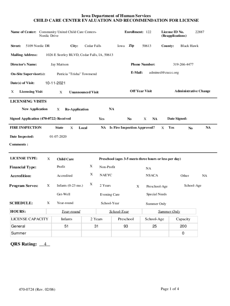 Fillable Online secureapp dhs state ia QRS Rating - Iowa Department of ...