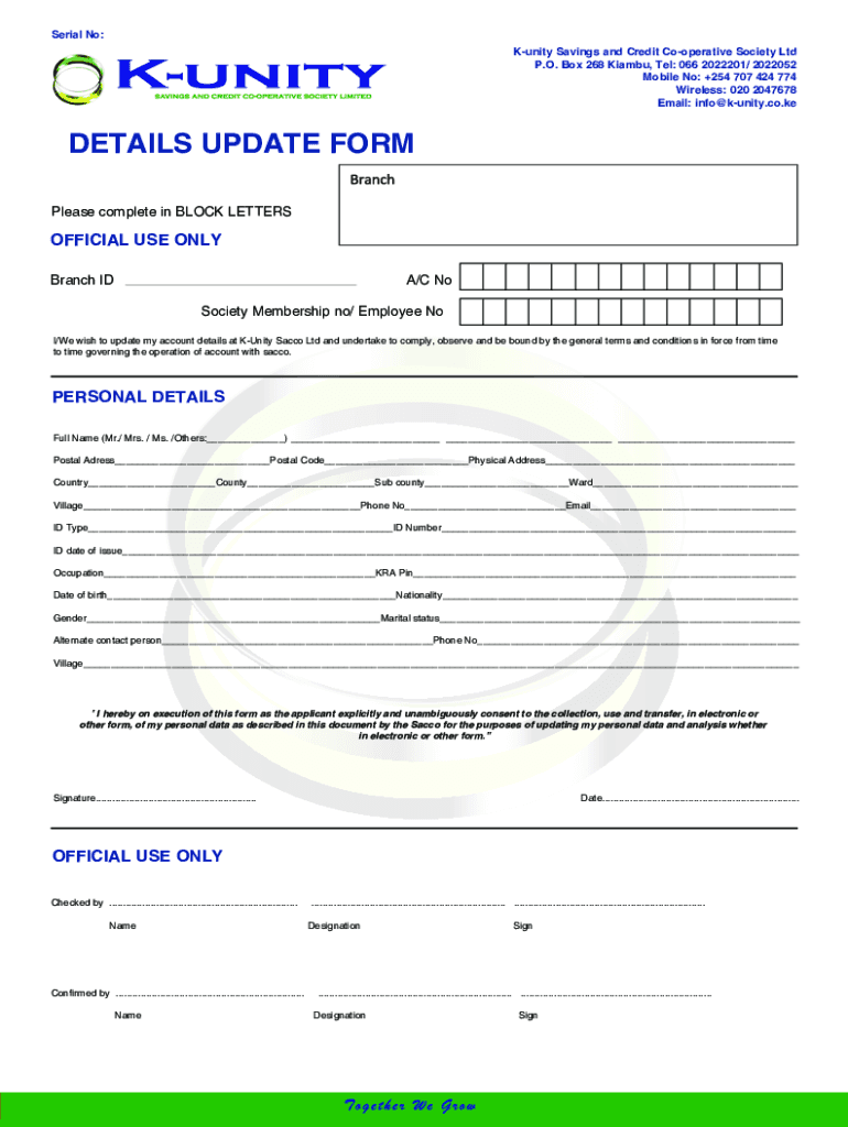 Fillable Online details update form Fax Email Print - pdfFiller