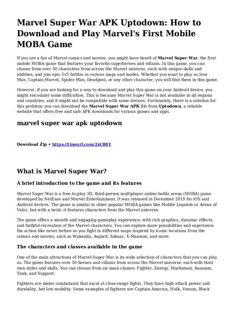 Fillable Online MARVEL Super War - Marvel's first MOBA game on mobile ...