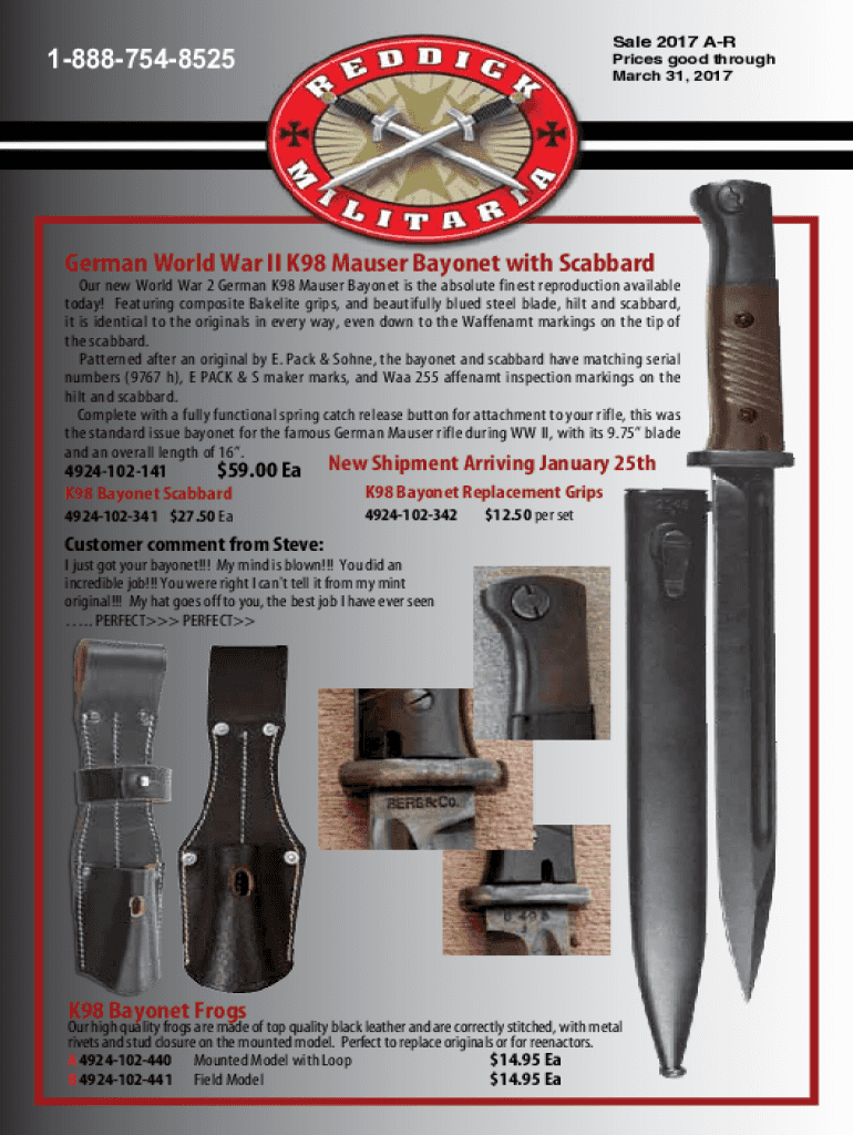 Fillable Online German World War II K98 Mauser Bayonet with Scabbard Fax Email Print - pdfFiller
