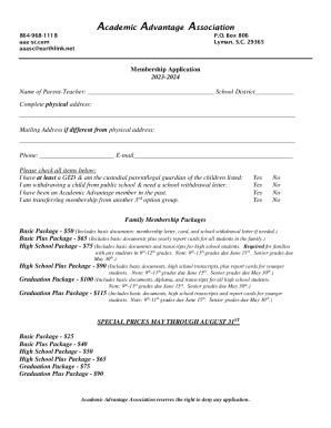 Academic Advantage Association Membership Application 2023-2024 | AAA ...