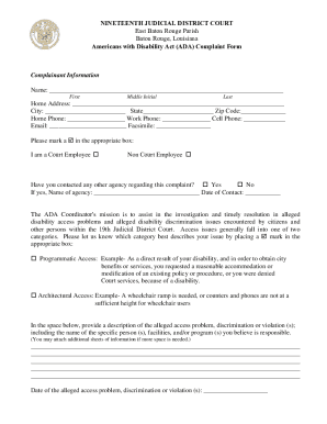 Fillable Online Americans with Disability Act (ADA) Complaint Form Fax ...