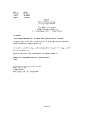 Fillable Online FORM 68 - Notice of Bankruptcy, First Fax Email Print ...