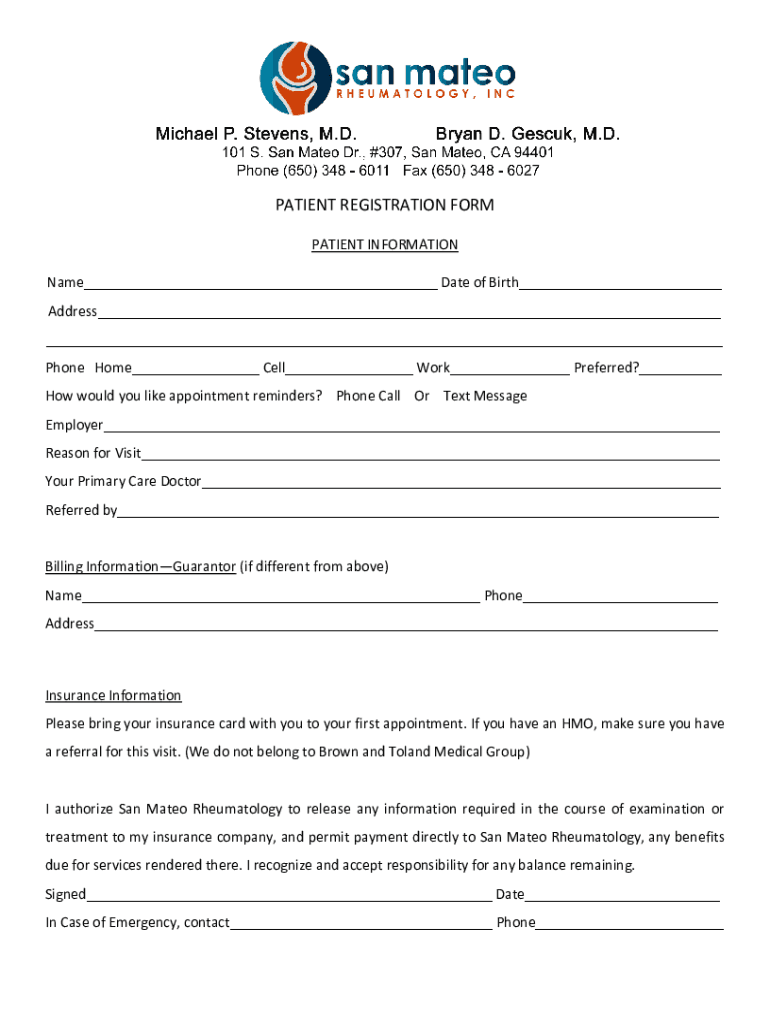 Fillable Online Patient Registration - Dr. Doris A. Ferres DMD Fax ...