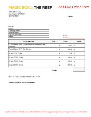 Fillable Online Adit Live Order Form Fax Email Print - pdfFiller