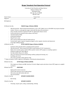 Biceps Tenodesis Post-Operative Protocol - University of Utah Shoulder ...