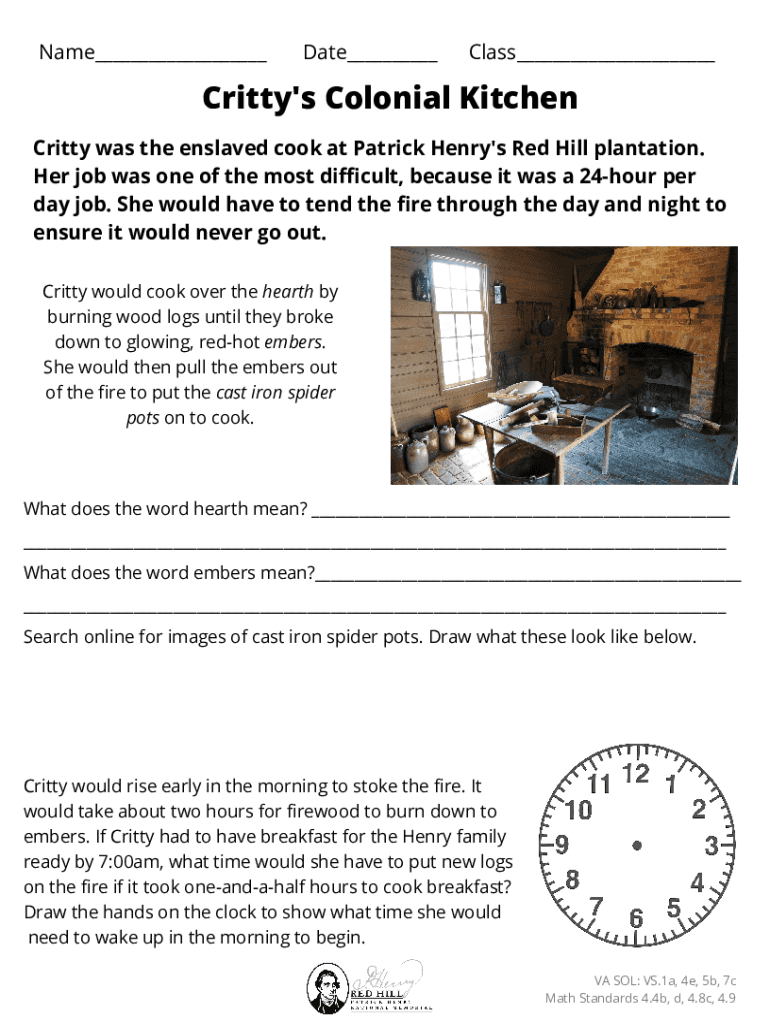 Fillable Online Patrick Henry's Red Hill - Critty was the enslaved cook ...