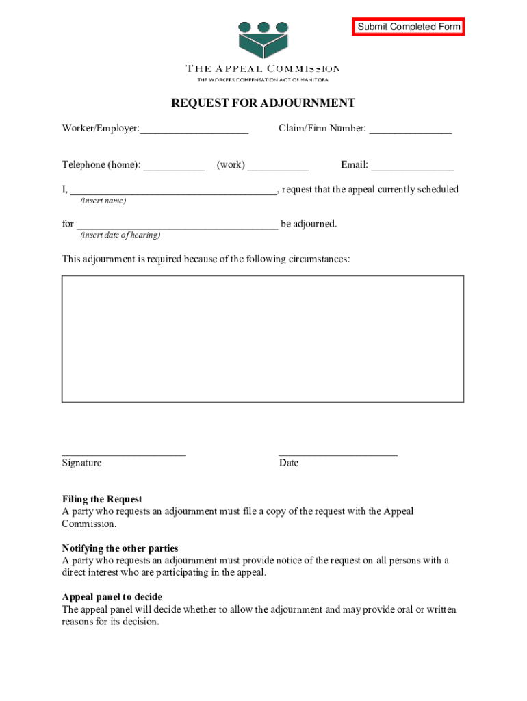 Fillable Online Request for Adjournment Fax Email Print - pdfFiller