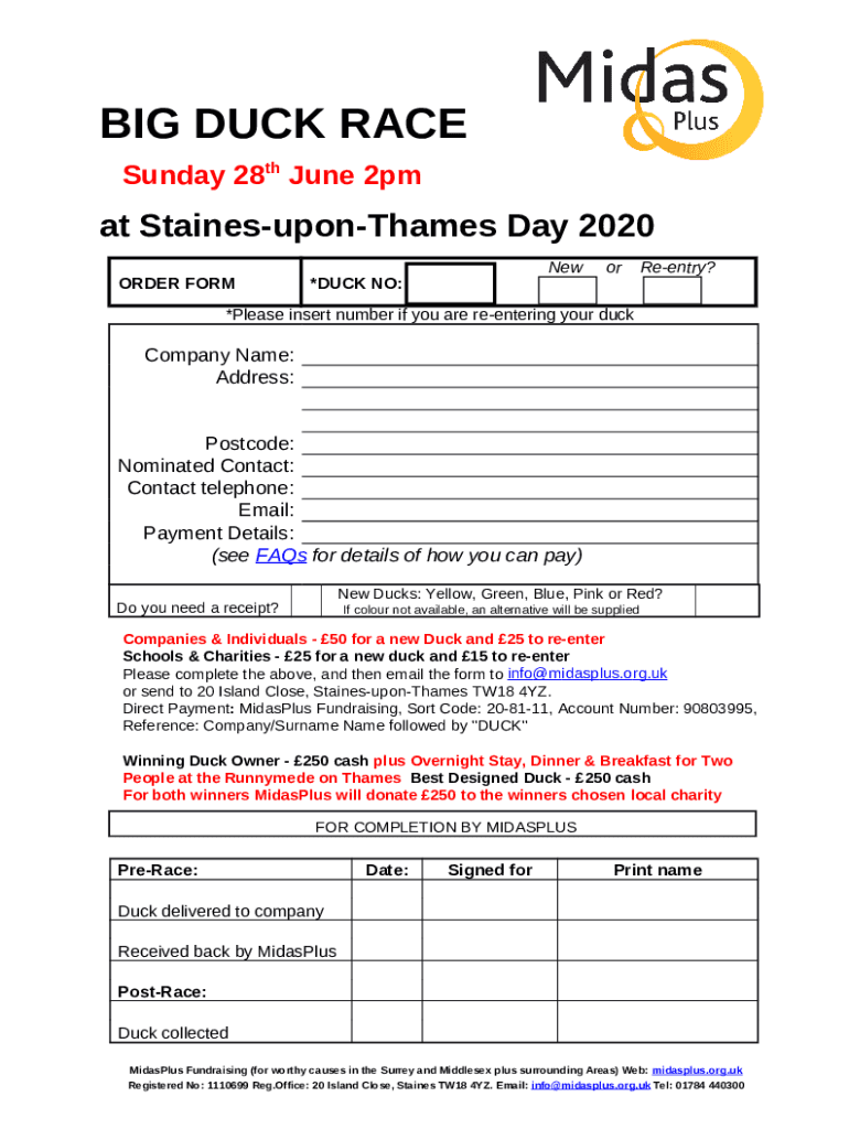 The Big Duck Race - Midas Plus Doc Template | pdfFiller