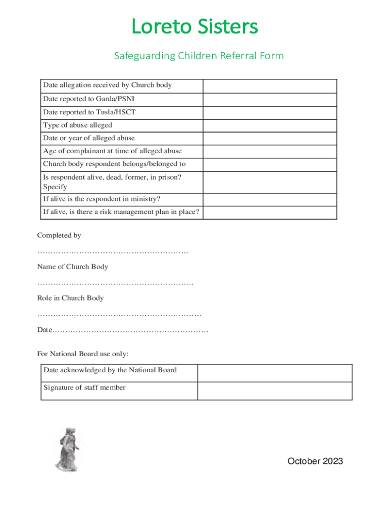 Fillable Online Kilmore Diocese - Safeguarding Children Recording Form ...