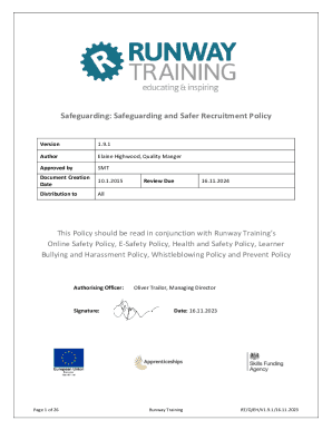 Fillable Online Safeguarding, Online and Safer Recruitment Policy Fax ...