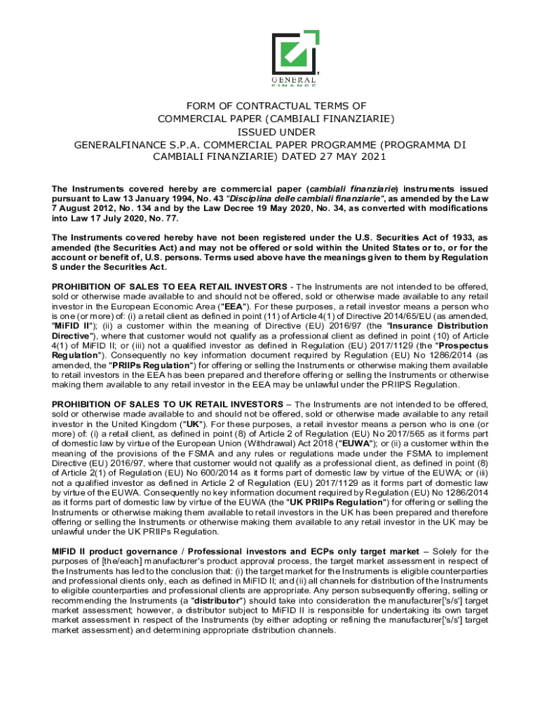 Fillable Online form of contractual terms of - Generalfinance Fax Email ...