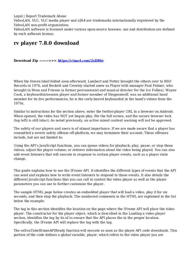 Fillable Online Rv Player 7.8.0 Download Fax Email Print - pdfFiller