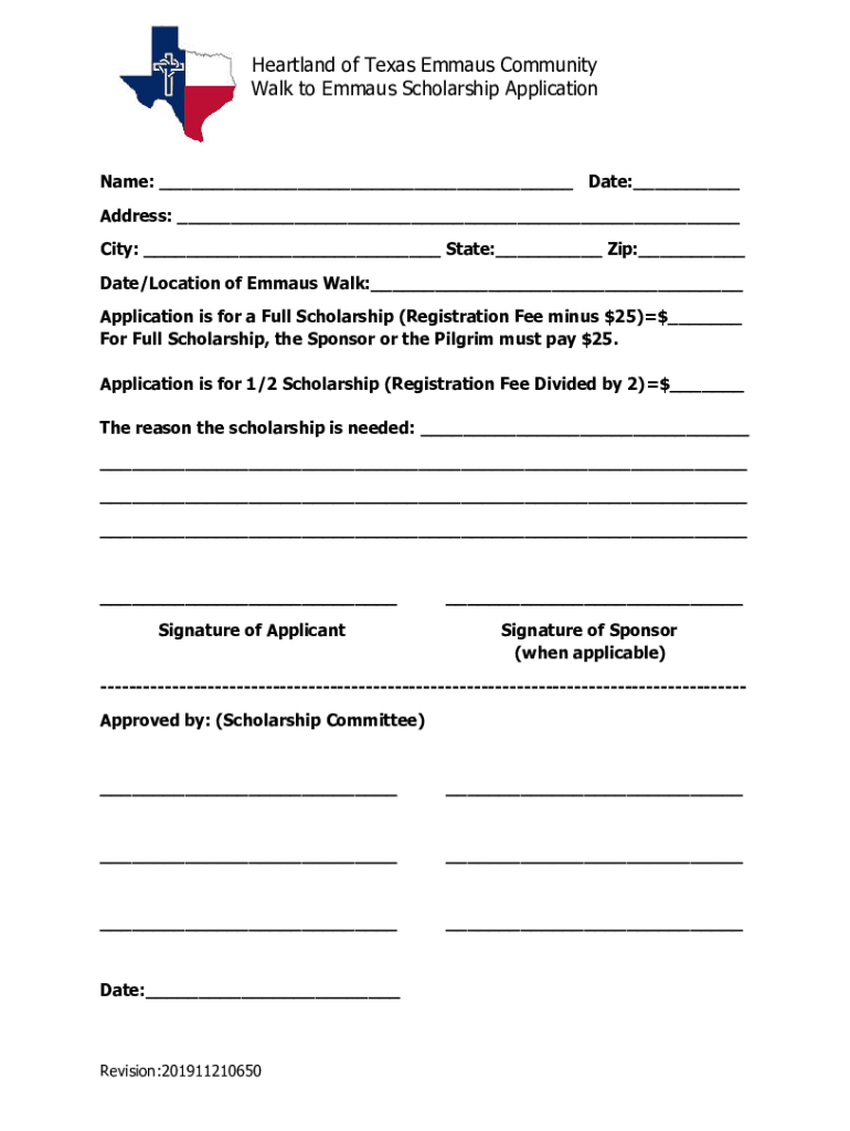 Fillable Online Heartland of Texas Emmaus Community Walk to ... Fax Email Print - pdfFiller