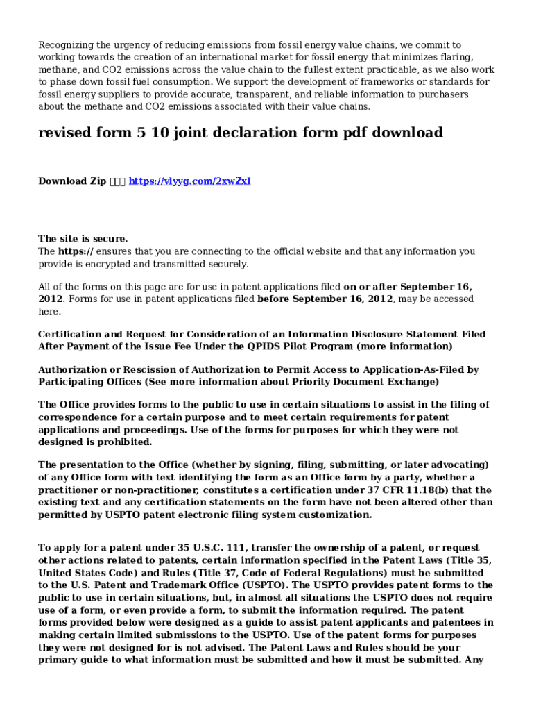 Fillable Online Revised Form 5 10 Joint Declaration Form Pdf Download Fax Email Print - pdfFiller