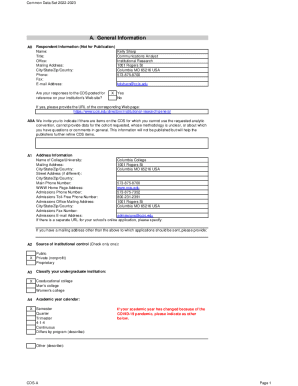 Fillable Online 202223 Common Data Set - Columbia OPIR Fax Email Print ...