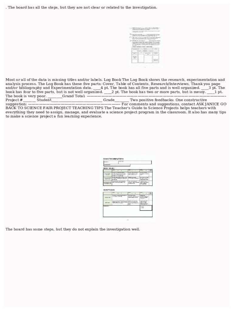 Fillable Online Science fair judging rubric Fax Email Print - pdfFiller