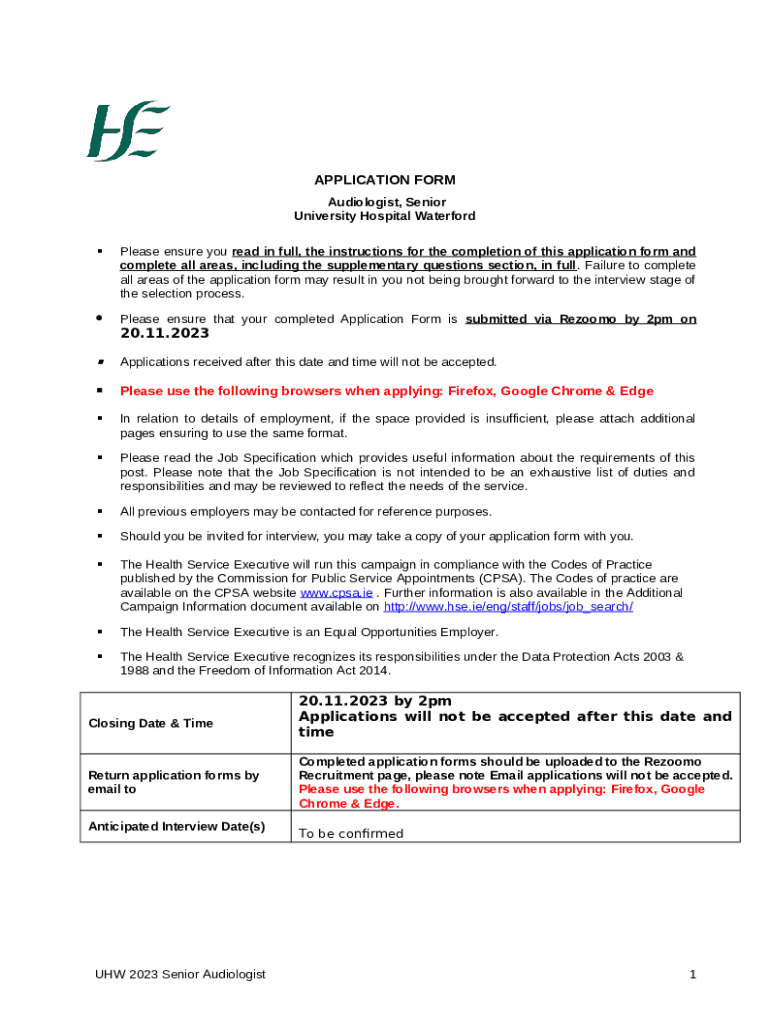 APPLYING FOR AUDIOLOGY GRADUATE SCHOOL Doc Template | pdfFiller