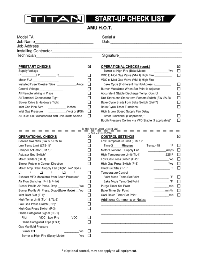 Fillable Online Field Start Up Check Lists Fax Email Print - pdfFiller