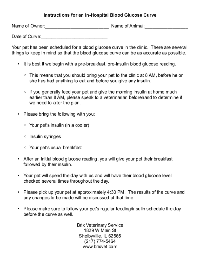 Fillable Online Blood Glucose Curve Drop Off Form Fax Email Print - pdfFiller